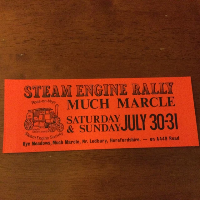 ORIGINAL MUCH MARCLE Steam Engine Rally Poster July 31st & Aug 1st £1. ...