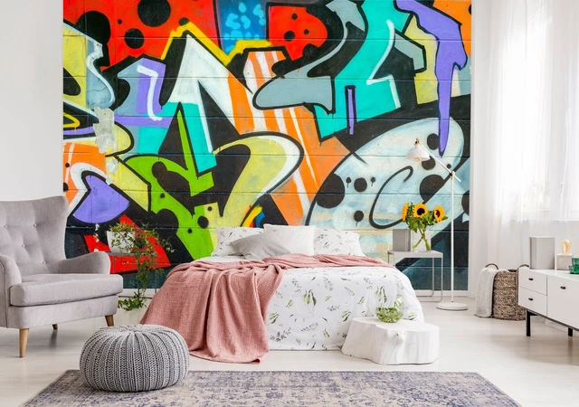 3D COLOR GRAFFITI 8102 Wallpaper Mural Paper Wall Print Indoor Murals ...