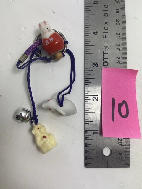 JAPANESE OMAMORI HANG strap Charm Good luck Zodiac Ceramic Rabbit Bunny ...