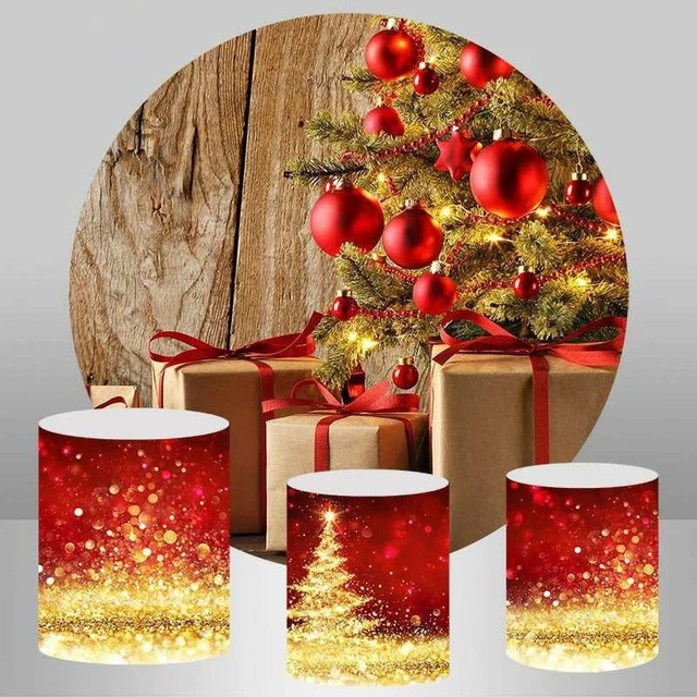 WOODEN RED AND Glitter Circle Christmas Theme Backdrop $37.79 - PicClick AU