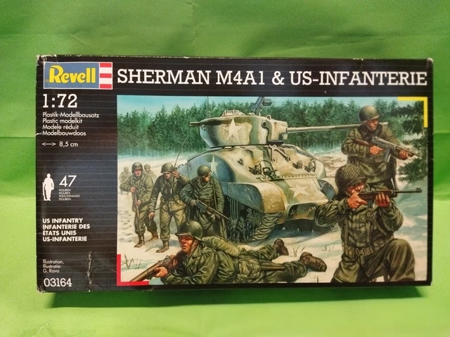 US INFANTRY + Sherman M4A1 WWII Model Kit 1:72 Scale 03184 Revell £29. ...