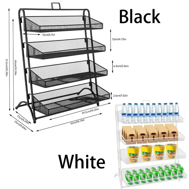 4 TIER CANDY Display Rack Retail Snack Shelving Organizer Black/White ...