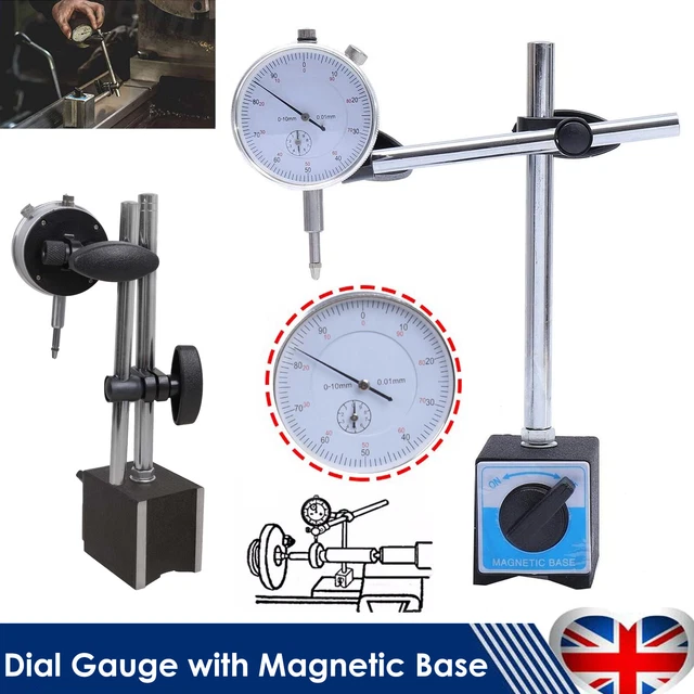 DIAL TEST INDICATOR DTI Gauge with Magnetic Base Stand Clock Gauge TDC ...