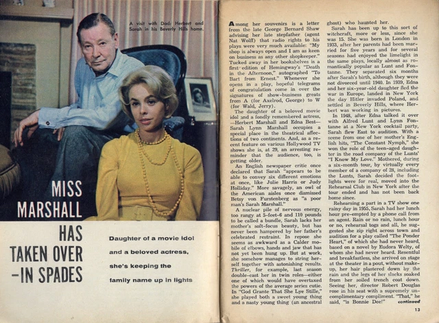 1962 TV ARTICLE BRITISH ACTRESS SARAH MARSHALL with FATHER HERBERT ...