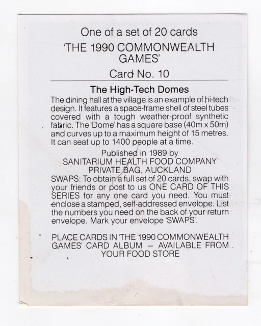 SANITARIUM NZ COMMONWEALTH Games 1990 #10 Village Dining Centre High ...