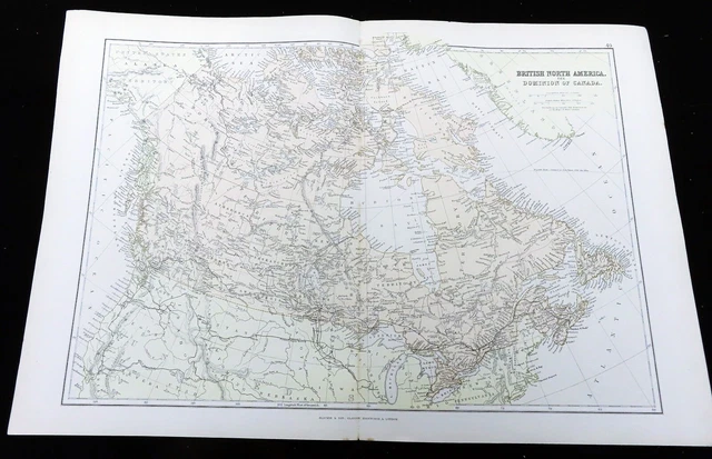 MAP OF CANADA Antique Original 1888 Colonial British North America ...