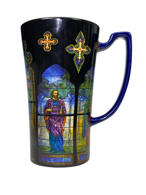 MUSEUM BIBLE TIFFANY Stained Glass Windows Jesus Christ Cup Travel Mug ...