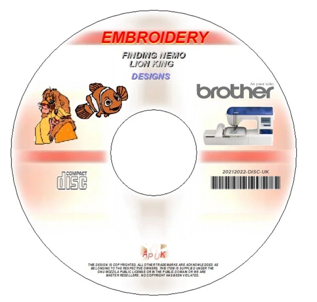 FINDING NEMO & The Lion King Brother Pes Embroidery Designs Cd Or Usb ...
