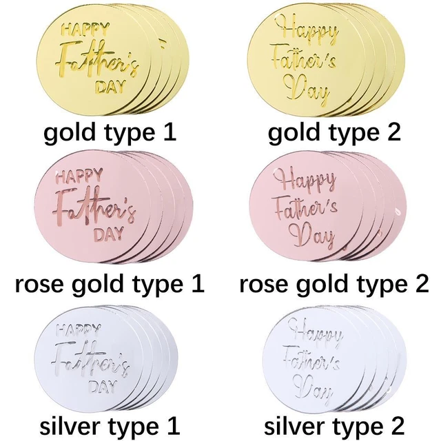GOLD SILVER CIRCLE Cupcake Toppers Cake Topper Father's Day Cake ...