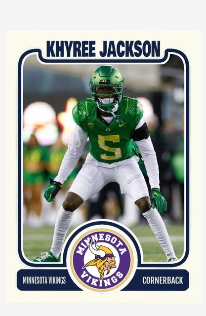 CARTE DE FOOTBALL Khyree Jackson Minnesota Vikings ACEO ! Rookie ! 2024 ...