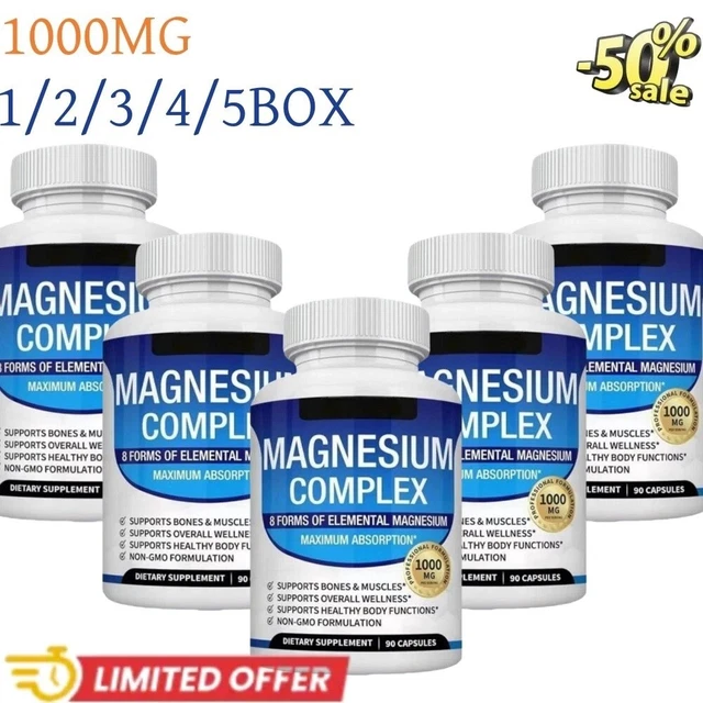 1-5X MAGNESIUM COMPLEX 1000mg -Muscle & Bone Health -Magnesium Malate ...