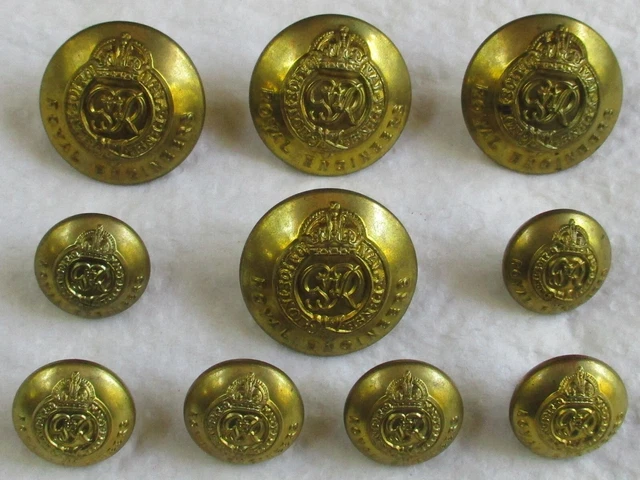 SET 10X BRITISH Army:"ROYAL ENGINEERS BRASS BUTTONS" (25mm-16mm, WW2 ...