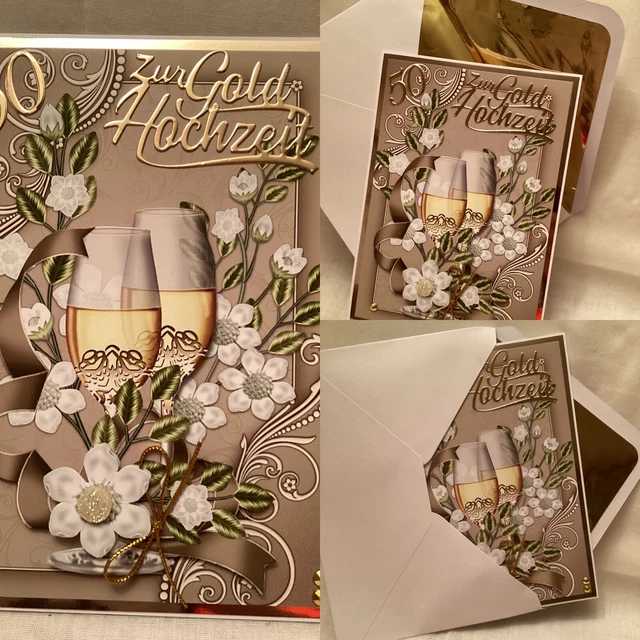 3D GRUSSKARTEN GLÜCKWUNSCH Karten Zur Goldenen Hochzeit Komplett Handarbeit EUR 12,90 - PicClick DE