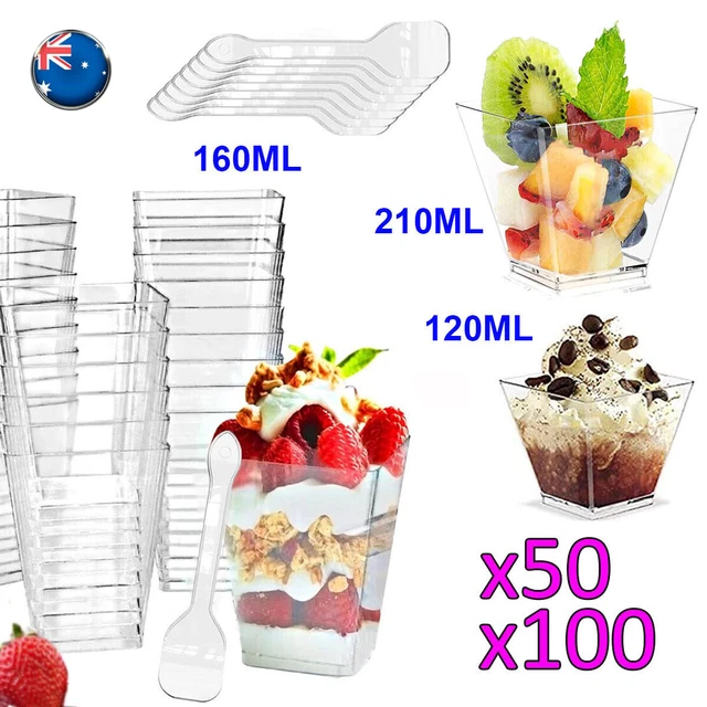 AU REUSABLE CLEAR Mousse Cake Dessert Cups Sample Drink Wine Jelly ...