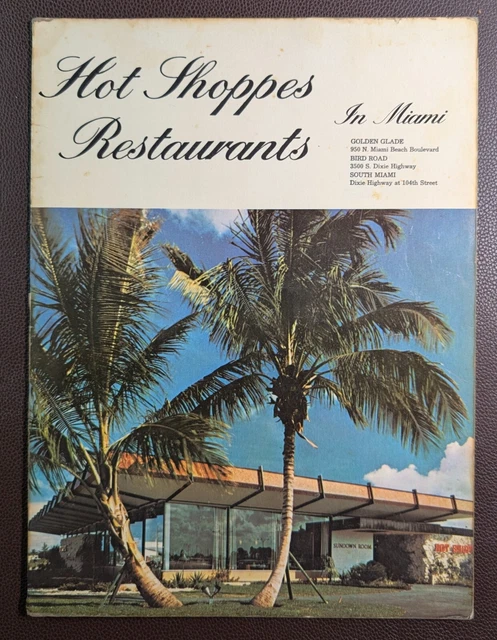 1950S HOT SHOPPES Restaurant Menu Marriott Motor Hotels Miami Locations ...