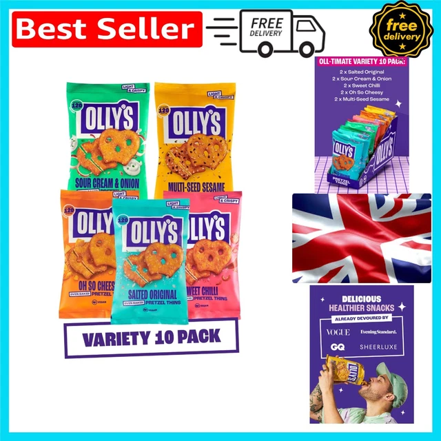 OLLY'S 10-PACK PRETZEL Thins - Flavorful & Healthy, Perfect for School ...