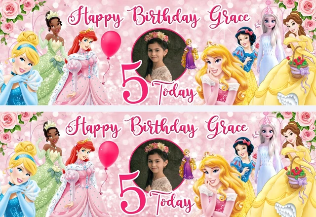 PERSONALISED DISNEY PRINCESS Birthday Banner Paper Wall Art Large 840mm ...