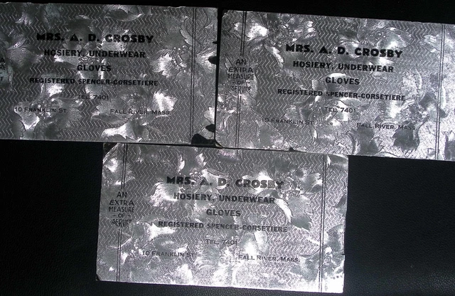 VINTAGE EMBOSSED METALLIC Store Labels Hosiery Underwear Gloves Fall ...
