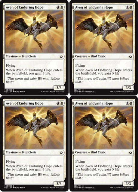 4X AVEN OF ENDURING HOPE Hour of Devastation MTG White Creature—Bird ...