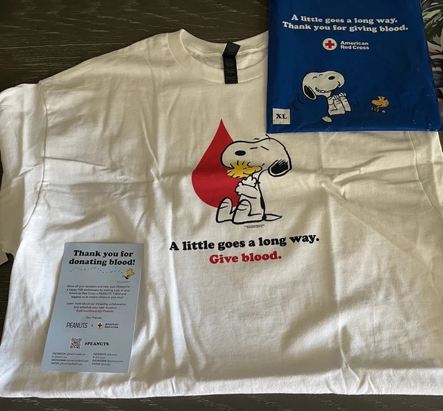 NEW AMERICAN RED Cross Snoopy Peanuts XL Gildan T-Shirt A little goes a ...