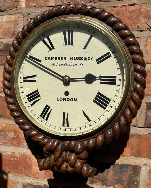 BEAUTIFUL ANTIQUE FUSEE Wall Clock With Maritime Rope Edge Camerer ...