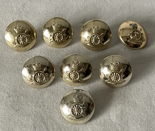 8 X VINTAGE Staybrite RHA Royal Horse Artillery Brass Military Buttons ...