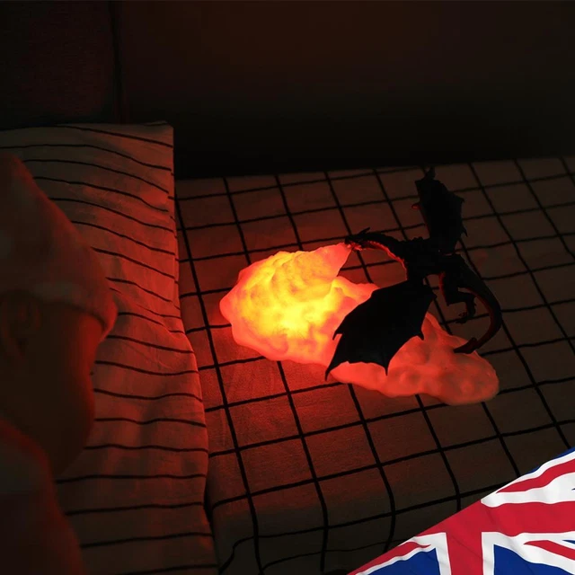 3D PRINTED ATMOSPHERE Light Kids Sleep Accompany Fire/Ice Dragon for ...