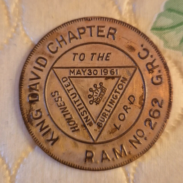 MASONIC PENNY TOKEN King David Chapter 1961. No 262. In Original ...