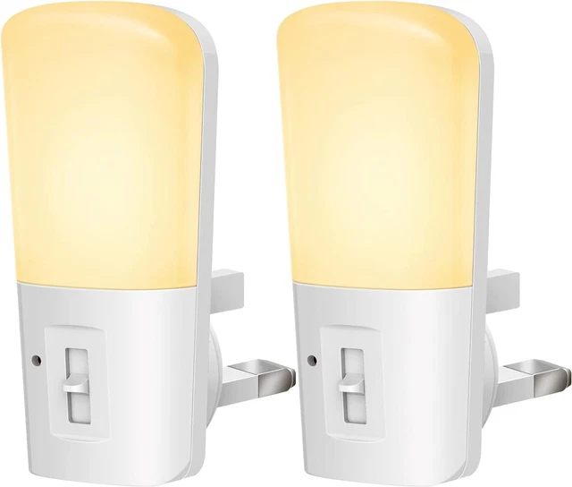 2 X PLUG in Night Light Dimmable Night Lights Dusk to Dawn Brightness ...