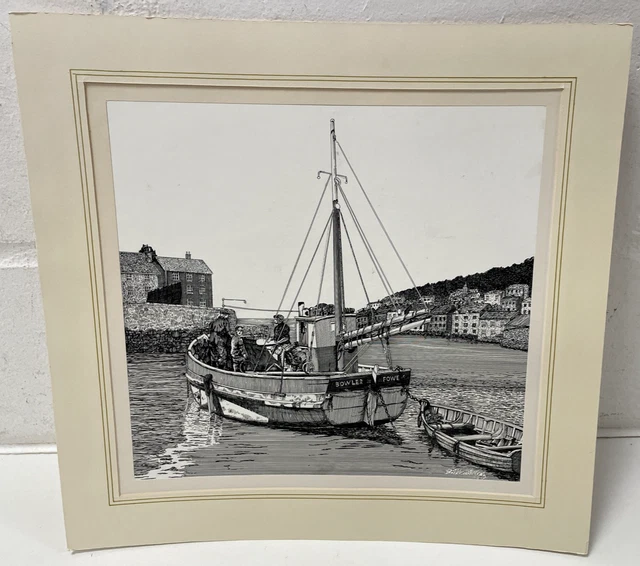 BRIAN SAVORY BOWLER Fishing Boat Original Pen Drawing Art Work Signed ...