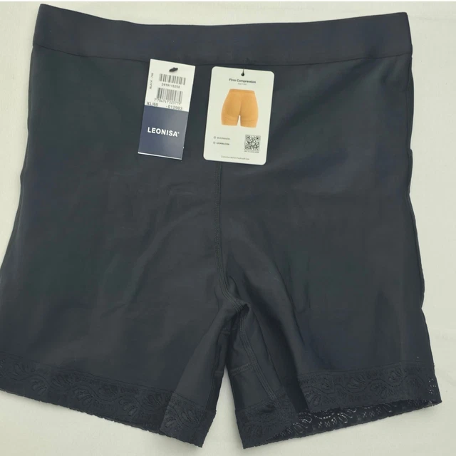LEONISA WOMEN MID-RISE Sculpting Butt Lifter Shaper Short Black XL ...