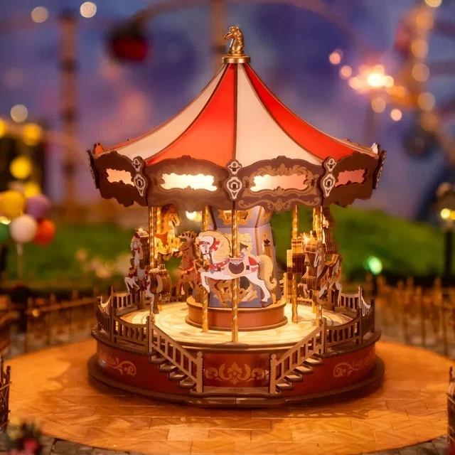 ROBOTIME ROLIFE DIY 3D Wooden Puzzle Music Box Kit Carousel Merry Go Round AMC01 £49.98 ...