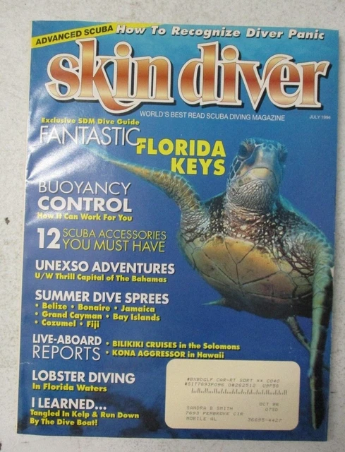 SKIN DIVER MAGAZINE July 1994 Florida Keys Lobster Diving Kona ...