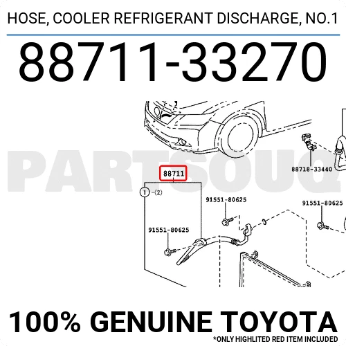 8871133270 GENUINE TOYOTA HOSE, COOLER REFRIGERANT DISCHARGE, NO.1 ...