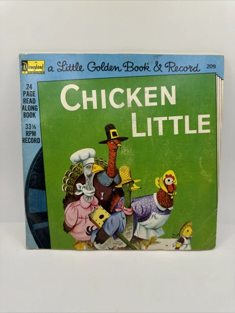 VTG CHICKEN LITTLE Golden Book Read Along Disneyland with Vinyl Record ...