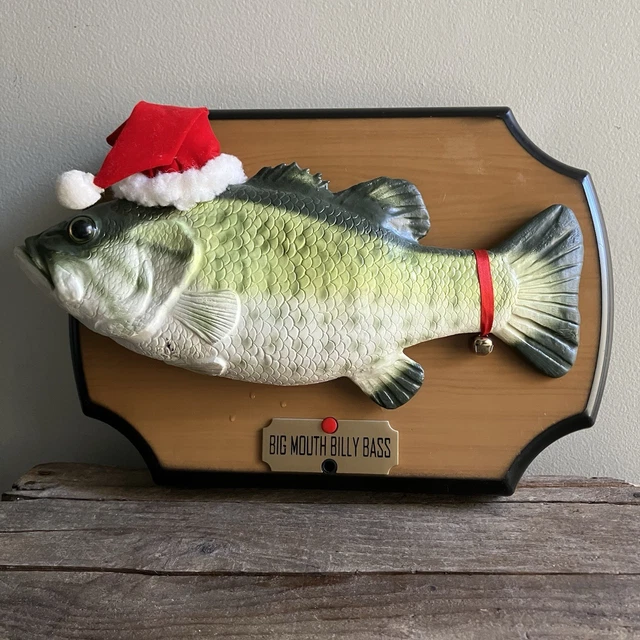 GEMMY BIG MOUTH Billy Bass Singing Fish Santa Hat Christmas Holidays ...