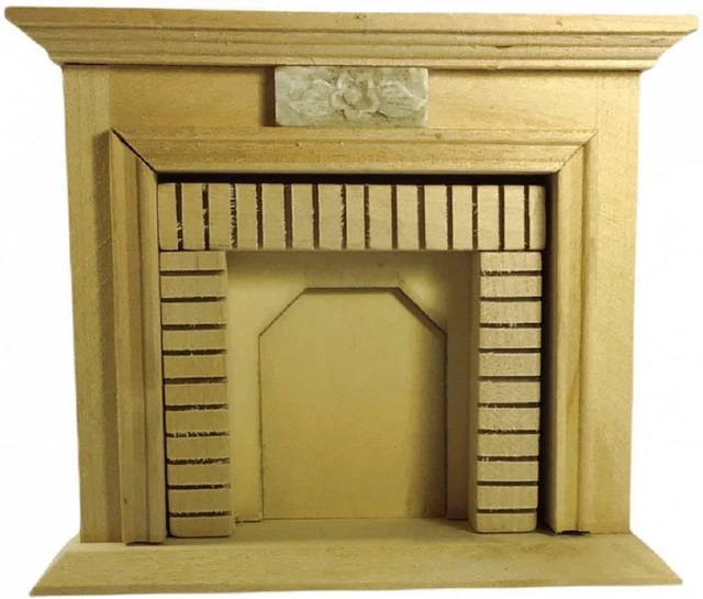 MAISON DE POUPÉES Bare Bois Cheminée & Feu Contour Miniature Inachevé Meubles EUR 15,00 ...