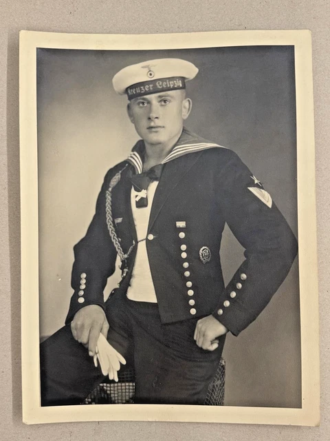 GROSSES FOTO 24X18CM Portrait Matrose Kreuzer Leipzig Marine 2.WK ...