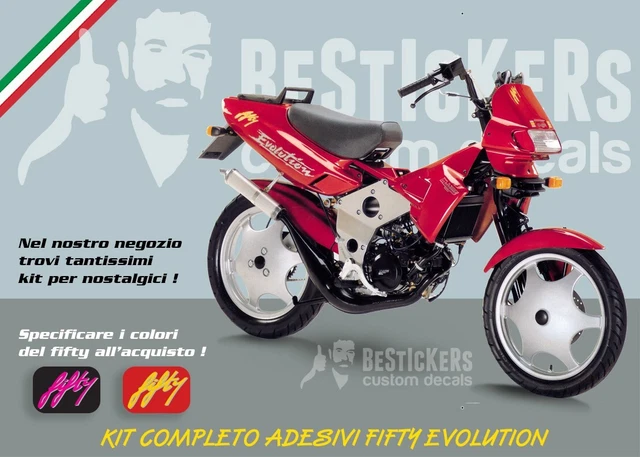 KIT ADESIVI GRAFICHE Malaguti FIFTY EVOLUTION restauro top nero / rosso ...