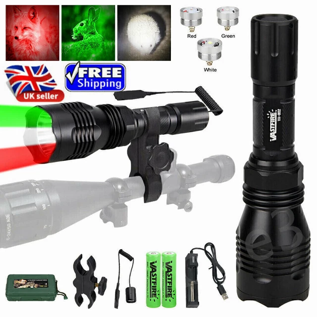 10000LM RED+GREEN+WHITE GUN Hunting Air Rifle Torch Lights Scope Mount ...