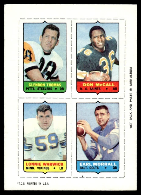 1969 TOPPS QUATRE-EN-UN Clendon Thomas/Don McCall/Lonnie Warwick/Earl ...