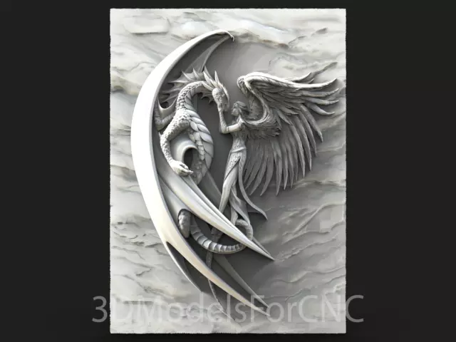 3d Model Stl File For Cnc Router Laser And 3d Printer Dragon And Skull 5