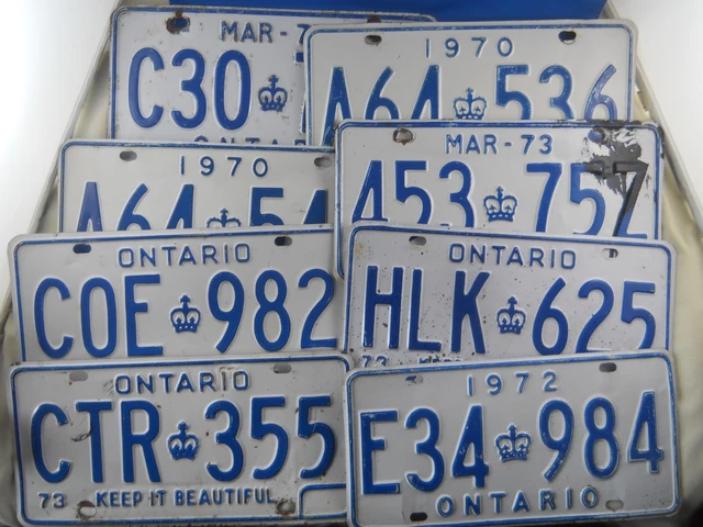 ONTARIO CANADA LICENSE Plates 1970's Lot of eight $109.00 - PicClick CA
