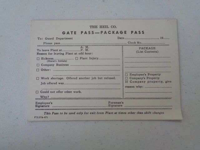 RARE HEIL CO. Gate Pass Package Pass Vintage Lot Of 28 H1 £16.68 ...
