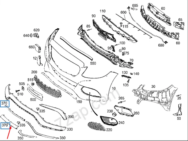 MB C-CLASS W205 Front Bumper Center Trim AMG A2058852700 New Genuine ...