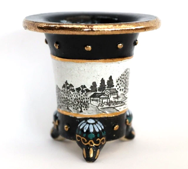 NEOFINETIA POT FUKI RAKU yaki RIZAN kiln signed TAIKO drum landscape φ4 ...
