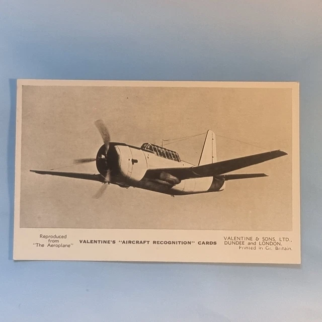 WW2 AIRCRAFT RECOGNITION Postcard C1940 RAF Vultee Vengence I Dive Bomb ...