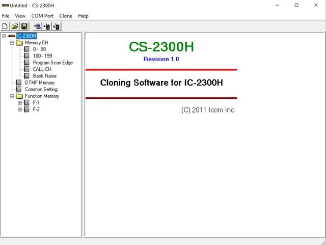 ICOM CS-2300H REV.1.0 RADIO PROGRAMMING AND CLONE SOFTWARE for IC-2300H ...