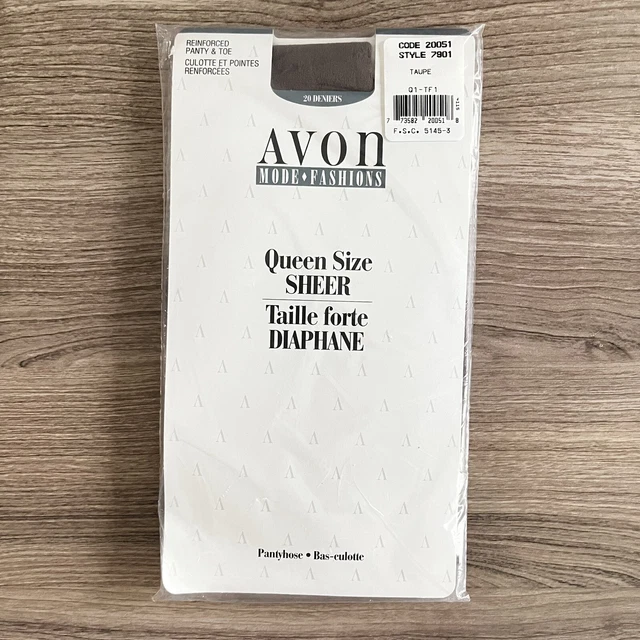 VINTAGE AVON Q1 Queen Sheer Taupe Pantyhose Nylons 7901 NOS $12.99 ...