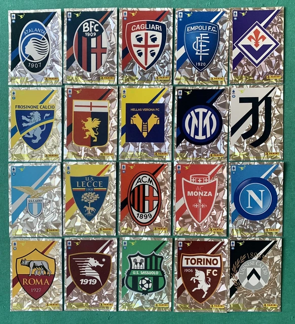20 FIGURINE SCUDETTI Serie A - Set Completo Calciatori Panini 2023 ...